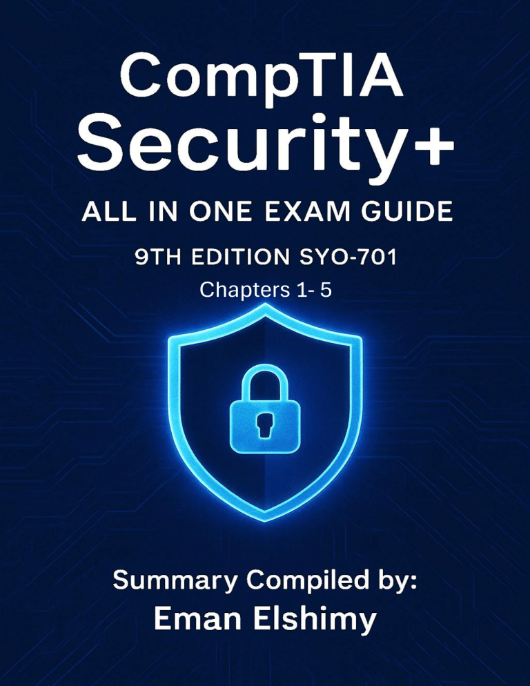 CompTIA Security+ Exam Guide Summary: Chapters 1-5
