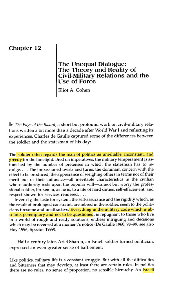 Civil-Military Relations: Theory, Reality, and the Use of Force