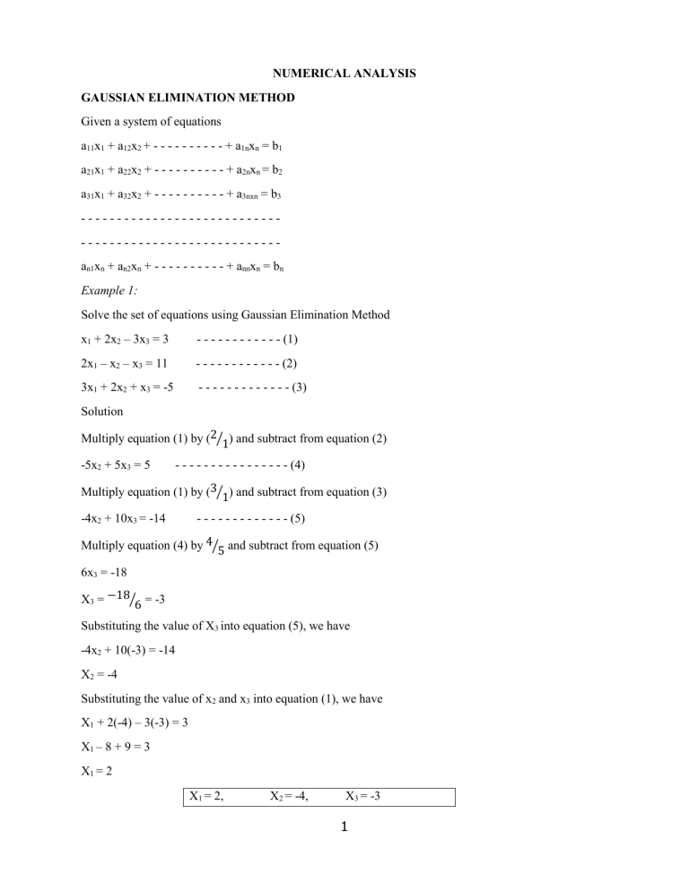 Gaussian Elimination & Iterative Methods: Numerical Analysis