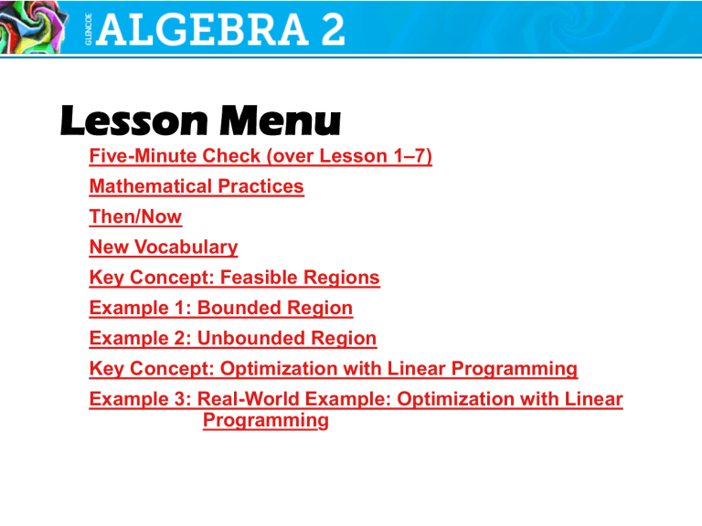Algebra 2: Linear Programming, Feasible Regions & Optimization