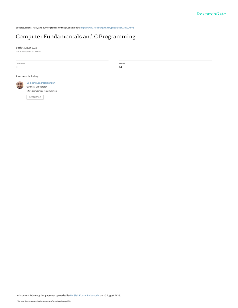 Computer Fundamentals and C Programming: NEP 2020 Syllabus for B.Sc./BCA