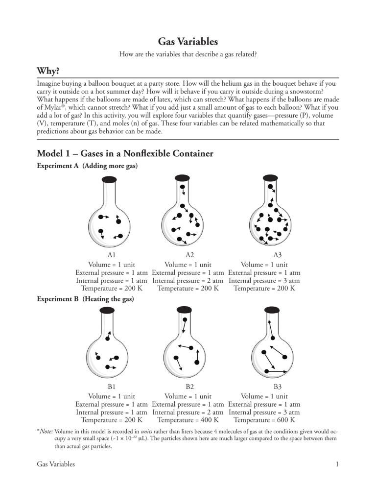 Gas Variables: Pressure, Volume, Temperature Activity