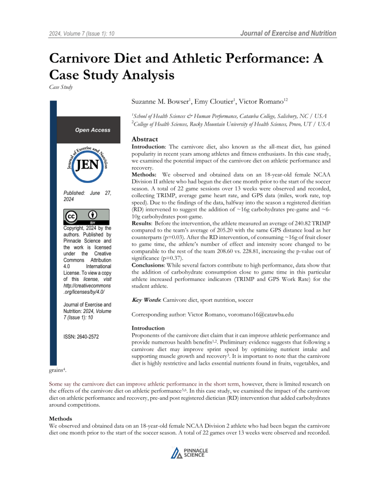Carnivore Diet & Athletic Performance: Soccer Athlete Case Study