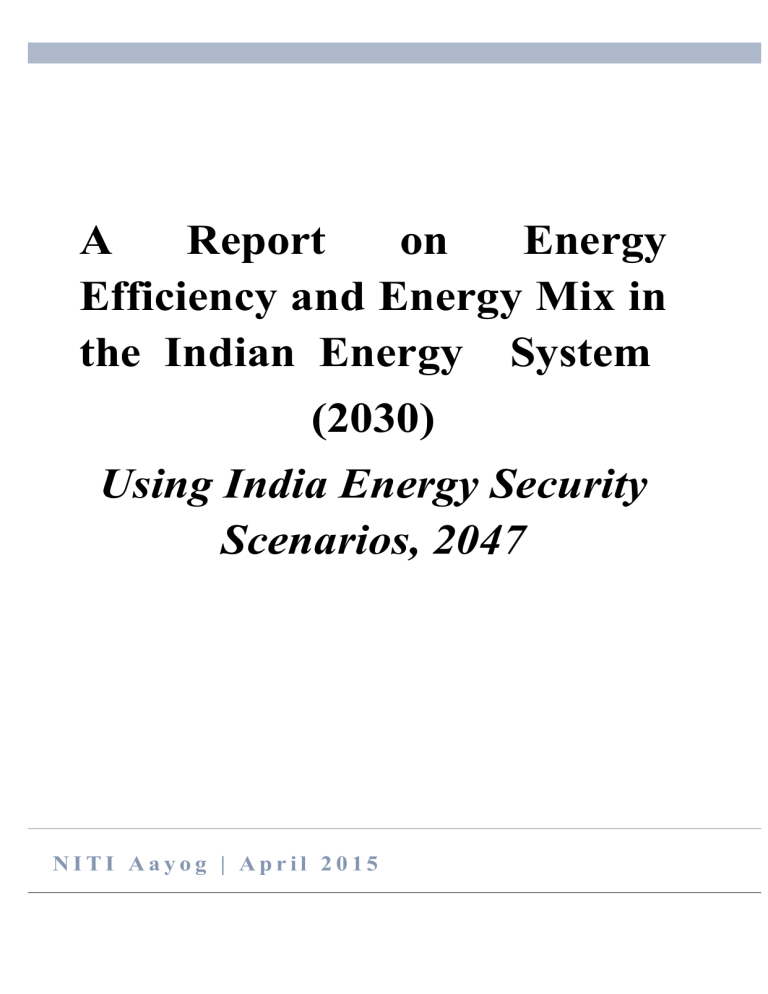 India Energy Efficiency & Mix Report (2030): IESS 2047 Projections