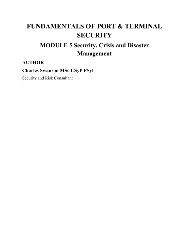 Fundamentals of Port & Terminal Security: Crisis & Disaster Management