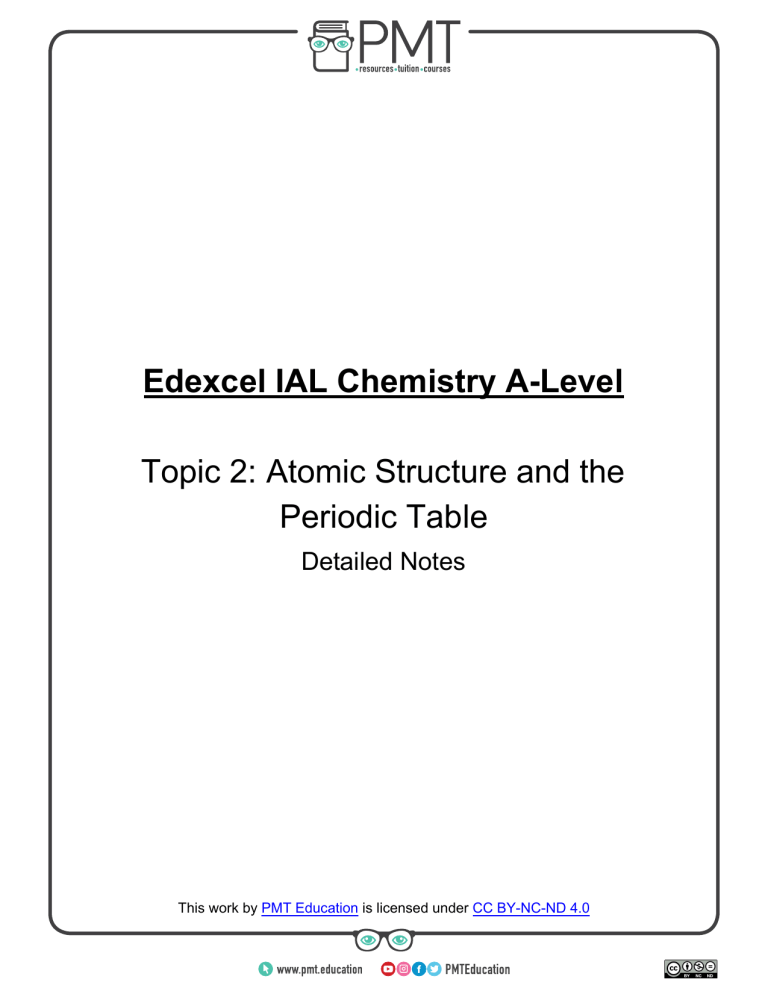 Edexcel IAL Chemistry A-Level: Atomic Structure & Periodic Table Notes