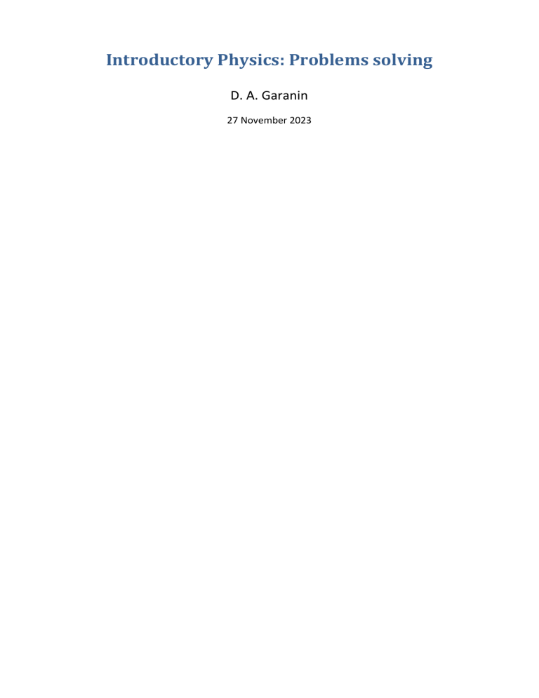 Introductory Physics: Problem Solving Guide
