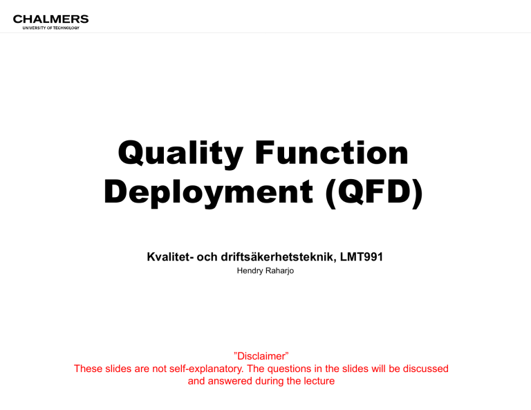 Quality Function Deployment (QFD) Presentation