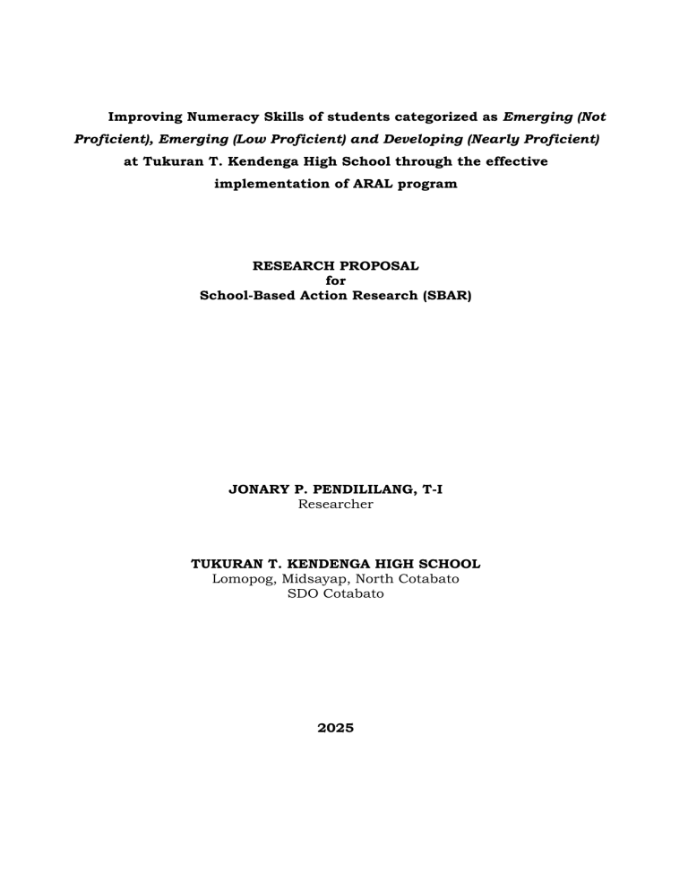 ARAL Program: Improving Numeracy Skills in High School