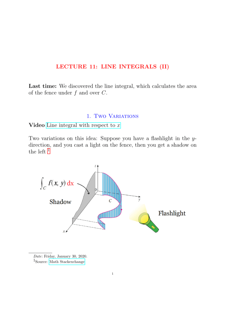 Line Integrals: Variations and Vector Fields