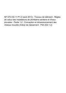 NF DTU 60.11 P1-1: Règles de calcul plomberie