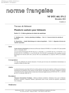 NF DTU 60.11 P1-2 : Règles de calcul plomberie & eaux pluviales