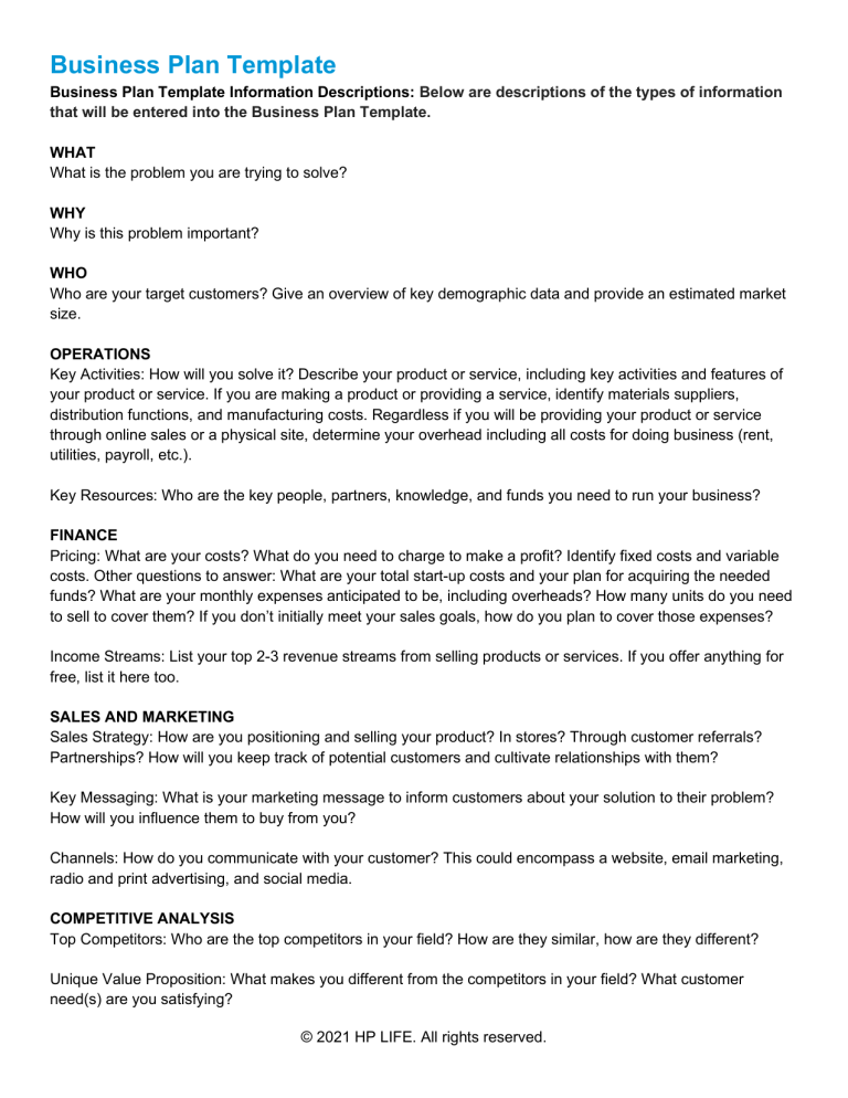 Business Plan Template: Guide to Key Sections & Strategic Planning