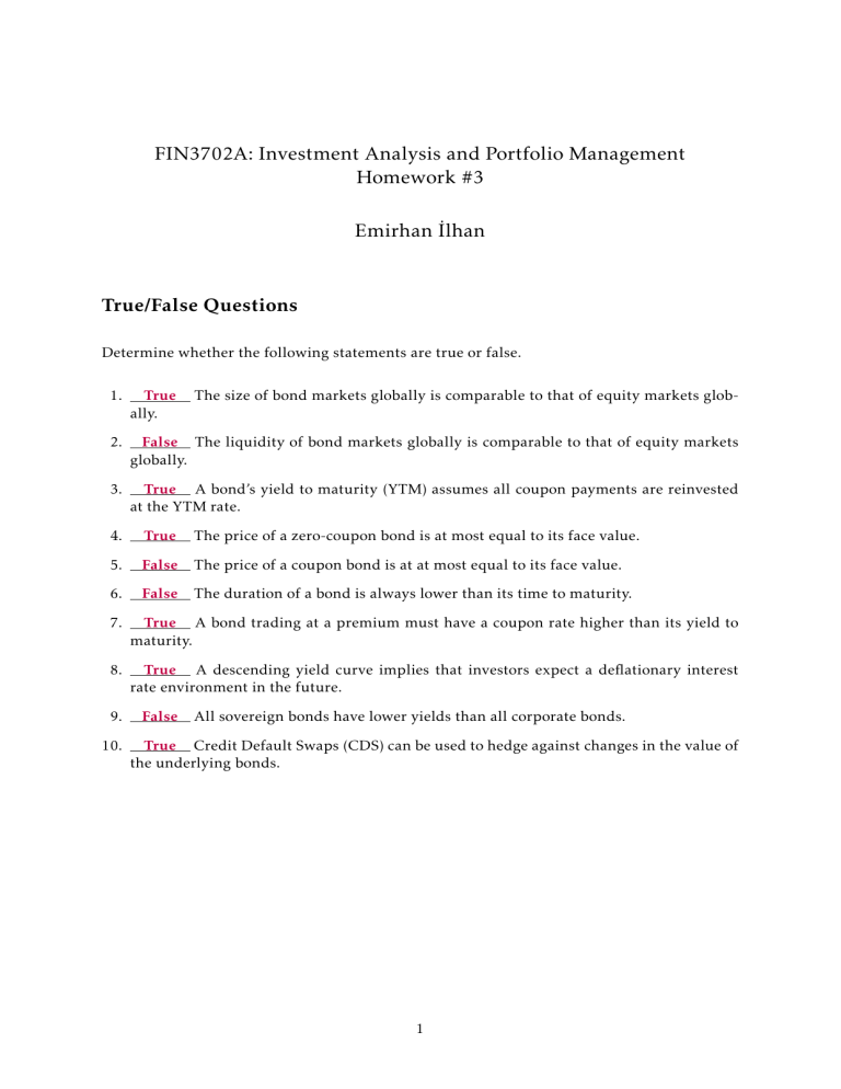 Investment Analysis & Portfolio Management Homework #3 - FIN3702A