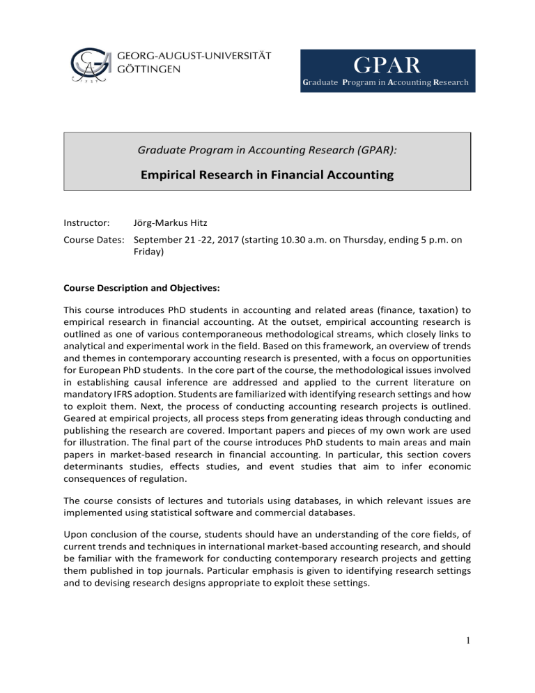 GPAR: Empirical Research in Financial Accounting Course Syllabus