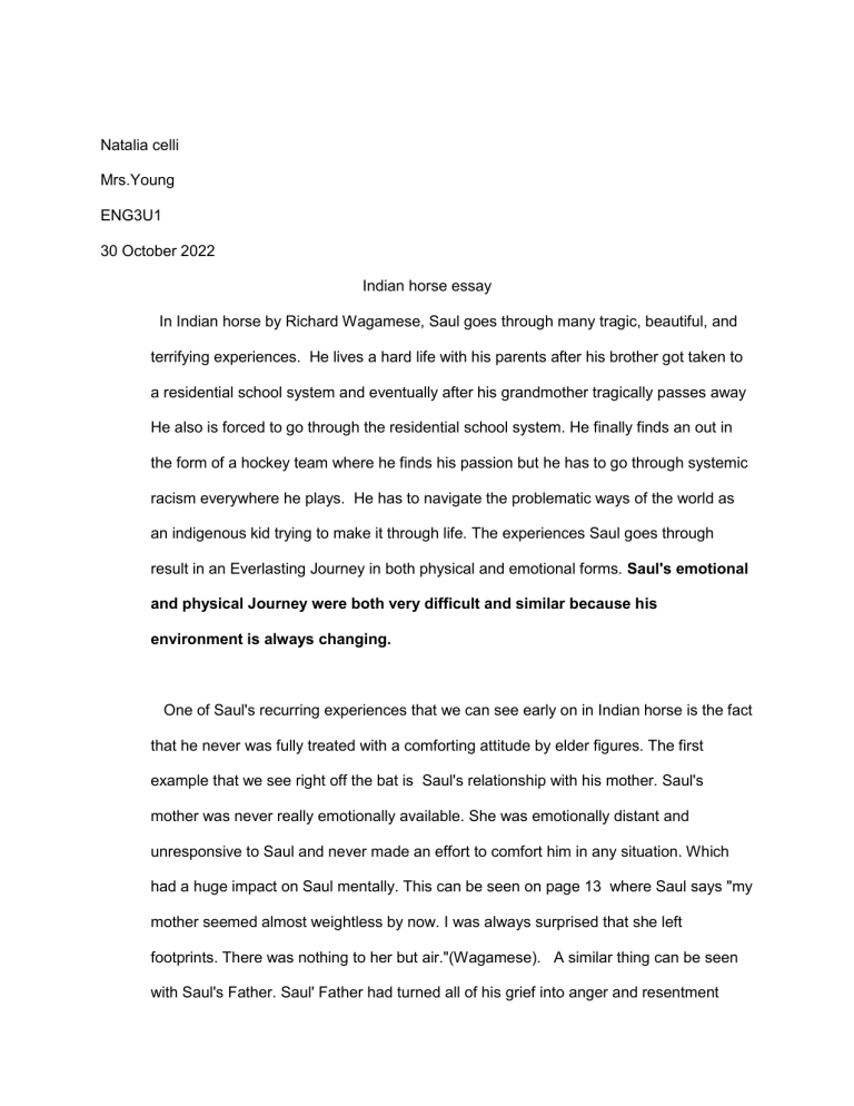 Indian Horse Essay: Saul's Journey & Trauma Analysis