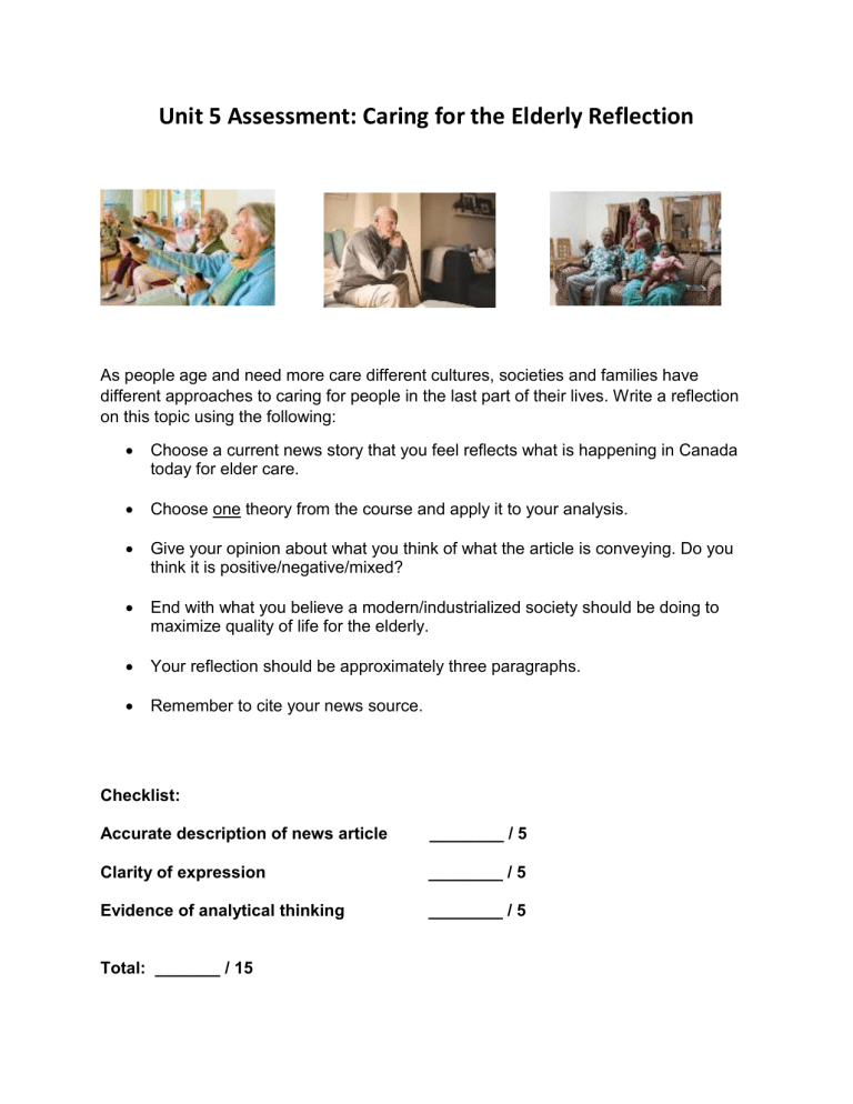 Elder Care Reflection Assessment: Canada & Social Theory