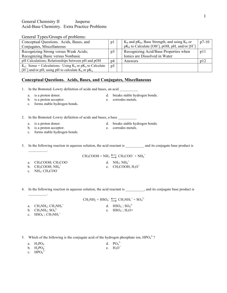 Acid-Base Chemistry Practice Problems