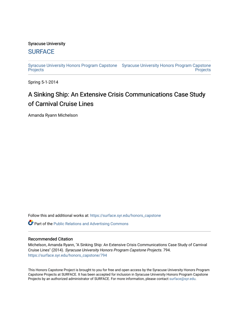 Carnival Cruise Lines Crisis Communication Case Study