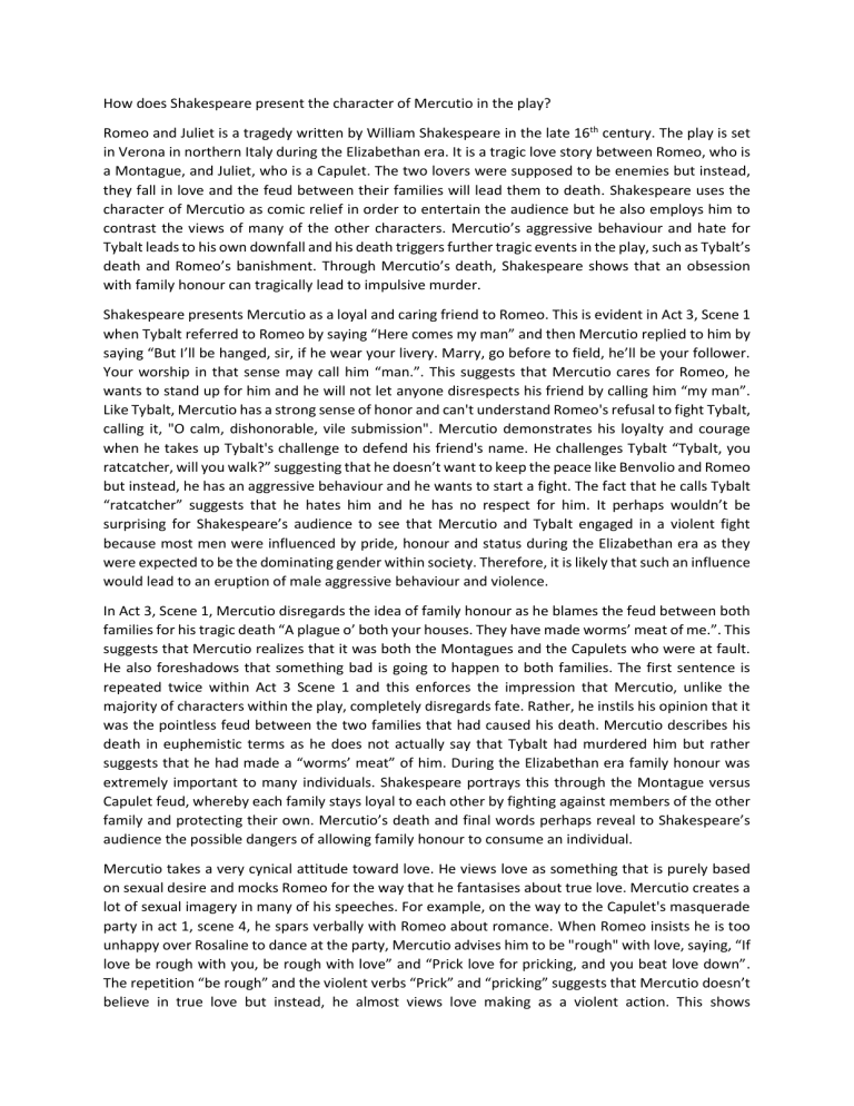 Mercutio in Romeo and Juliet: Character Analysis