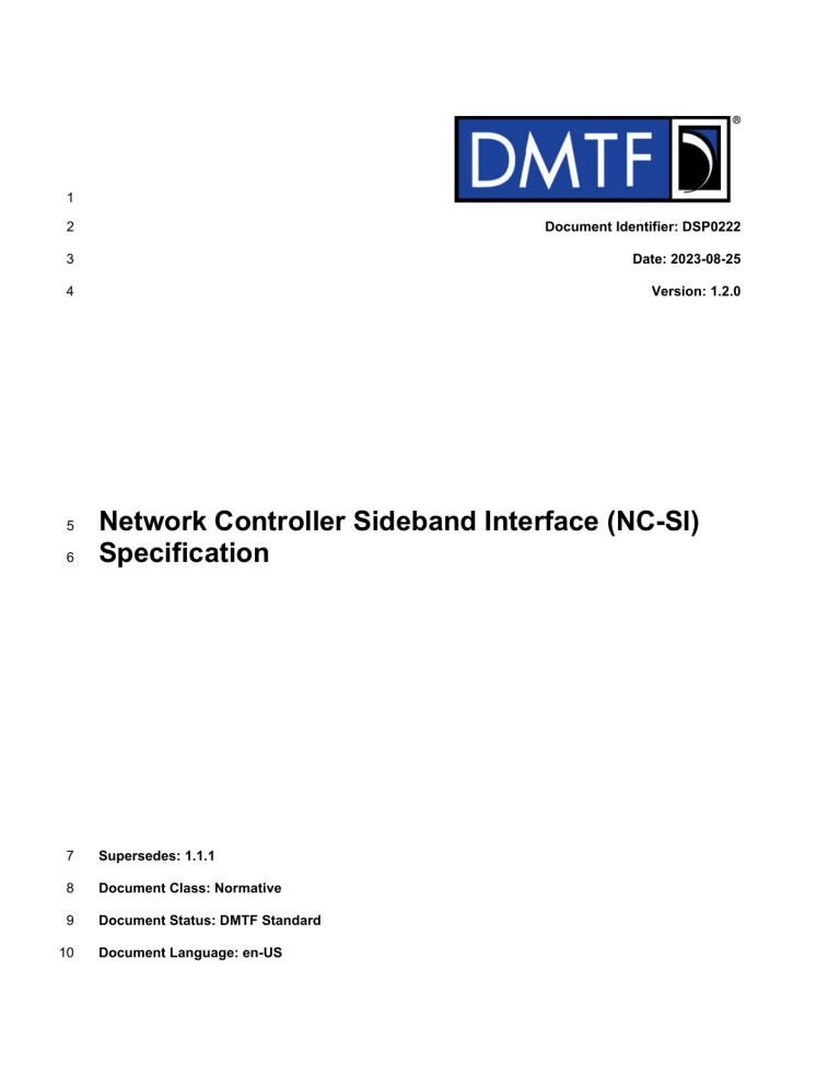NC-SI Specification: Network Controller Sideband Interface