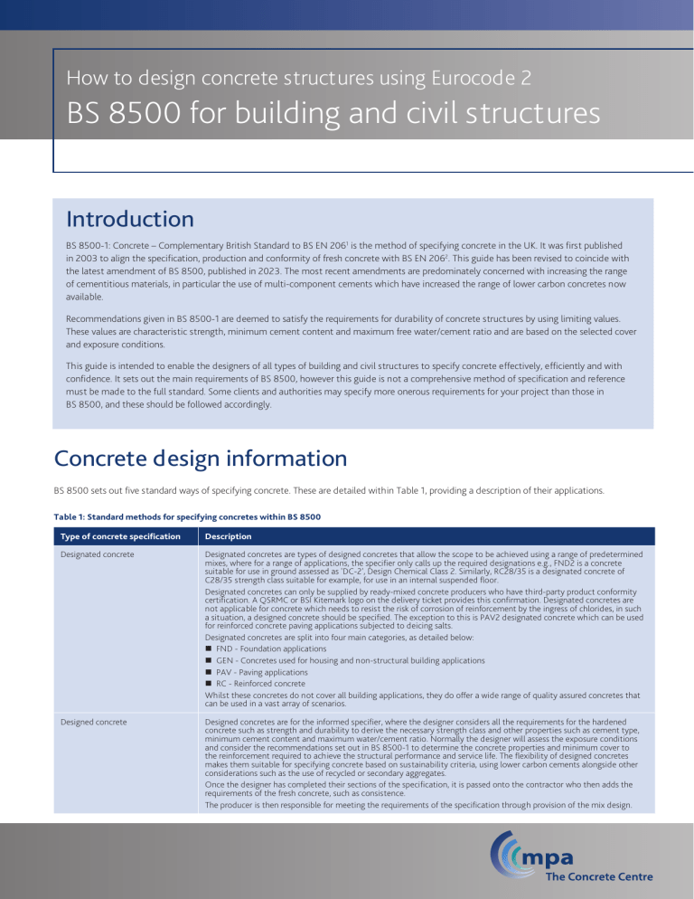 How to Design Concrete Structures using Eurocode 2 & BS 8500 Guide