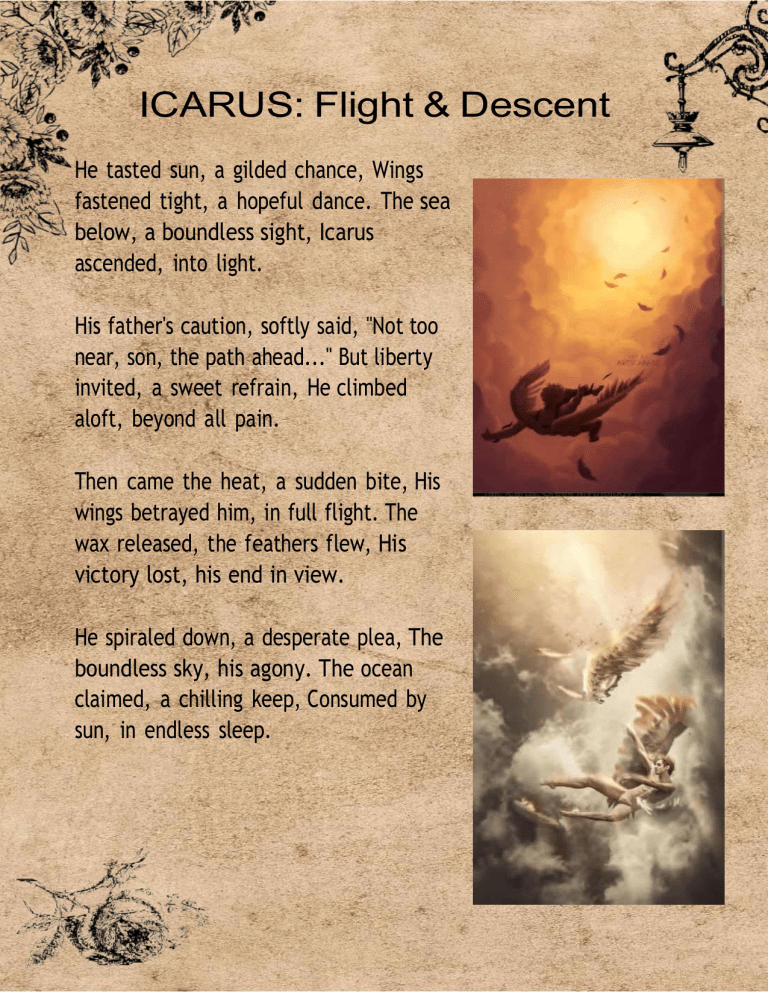 Icarus: Flight & Descent - Greek Mythology Poem