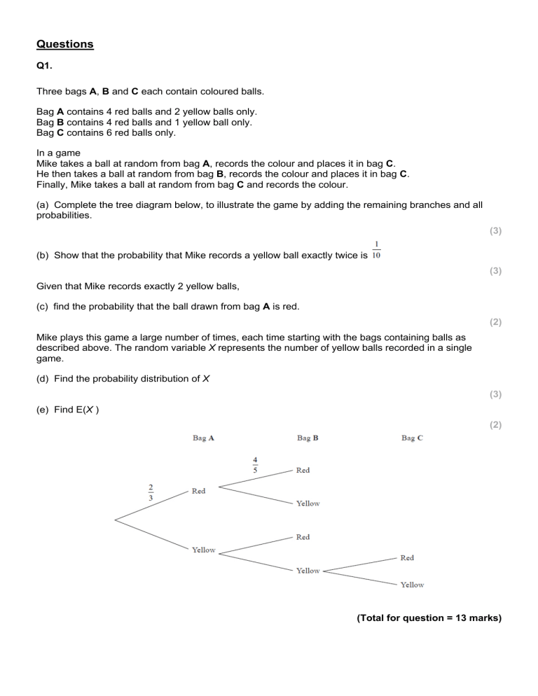 Probability Exam Questions: Tree Diagrams, Venn Diagrams, Independence