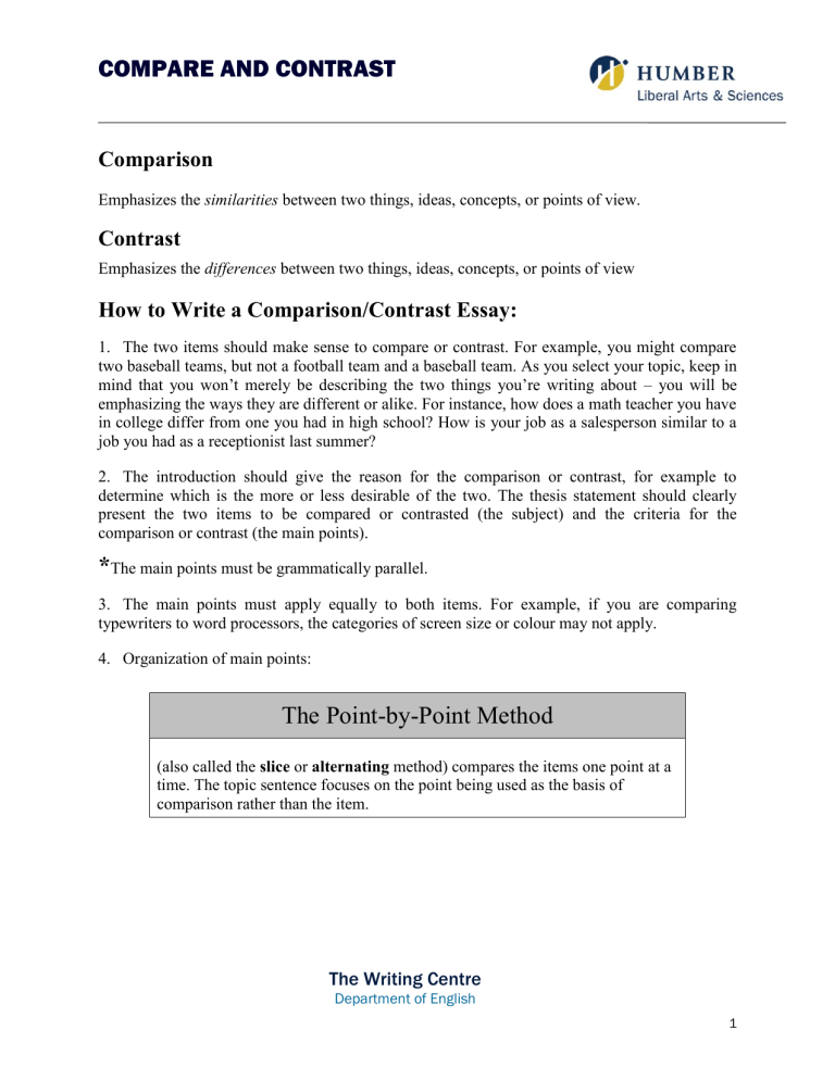 How to Write a Comparison/Contrast Essay Guide