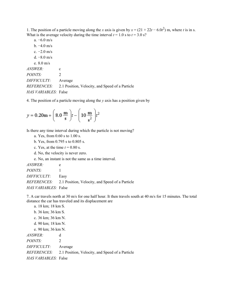 Physics Kinematics Problems: Velocity, Acceleration, Projectile Motion