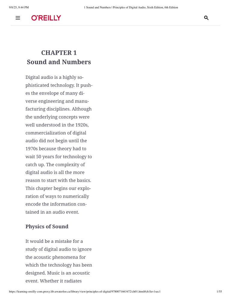 Sound and Numbers: Digital Audio Principles