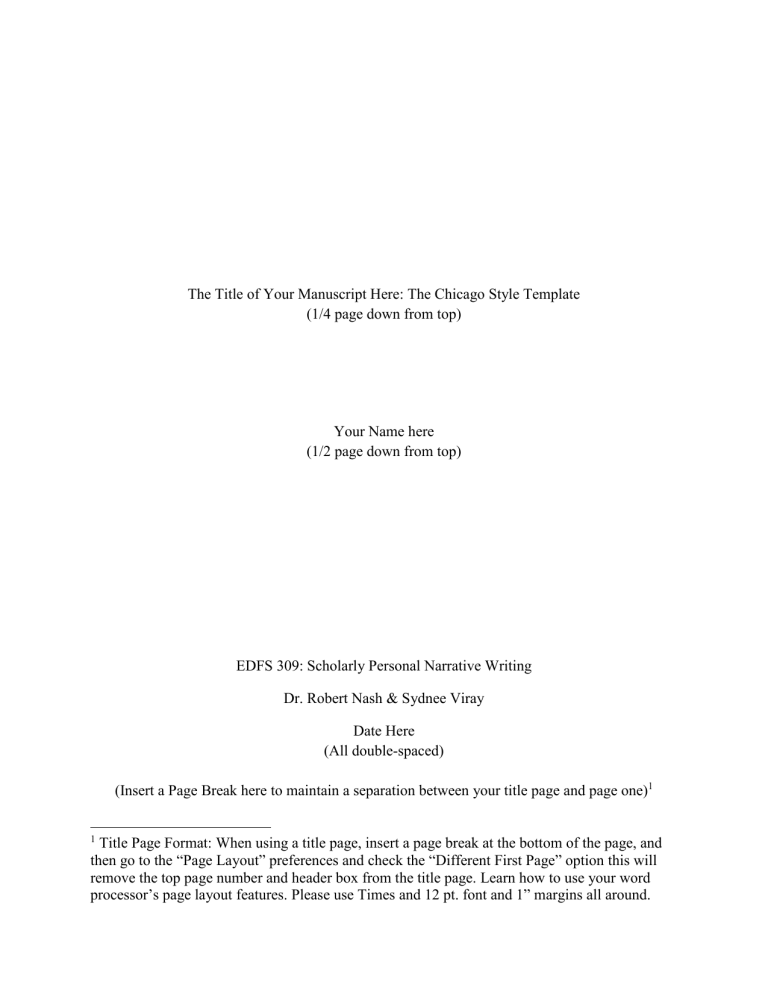 Chicago Style Writing Template
