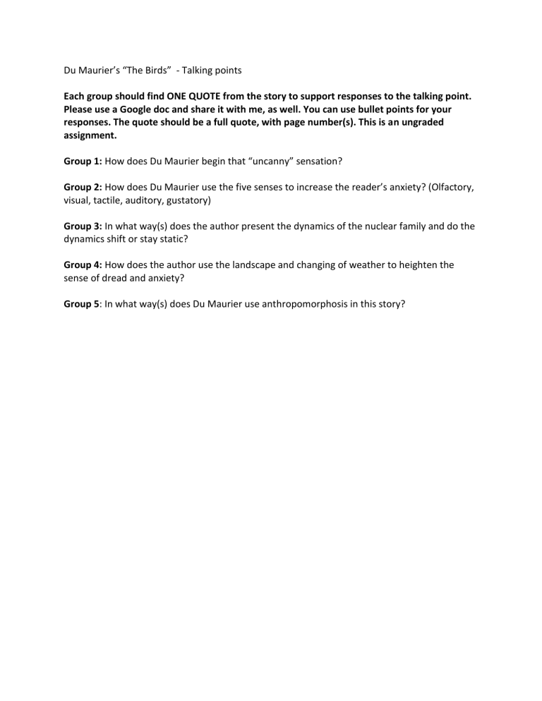 "The Birds" Talking Points: Literary Analysis & Discussion