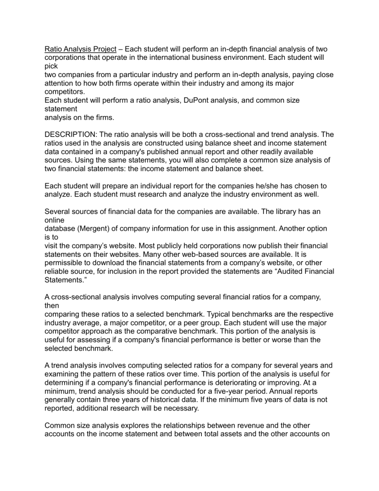 Ratio Analysis Project: Financial Analysis of Two Corporations