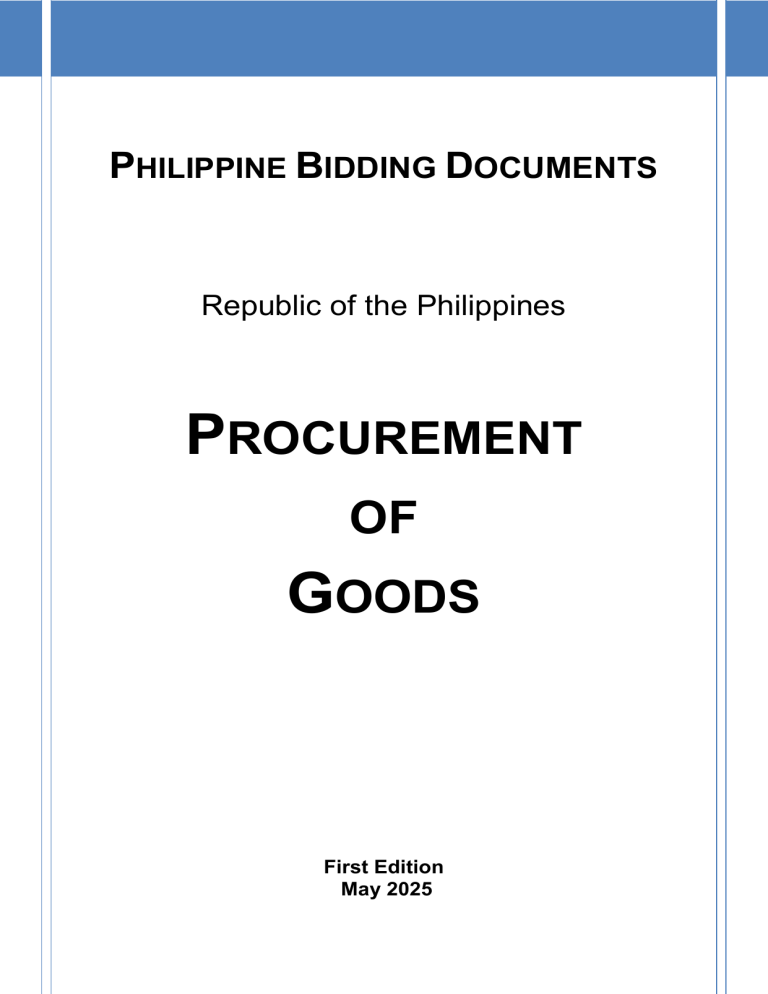Philippine Bidding Documents: Procurement of Goods (First Edition)