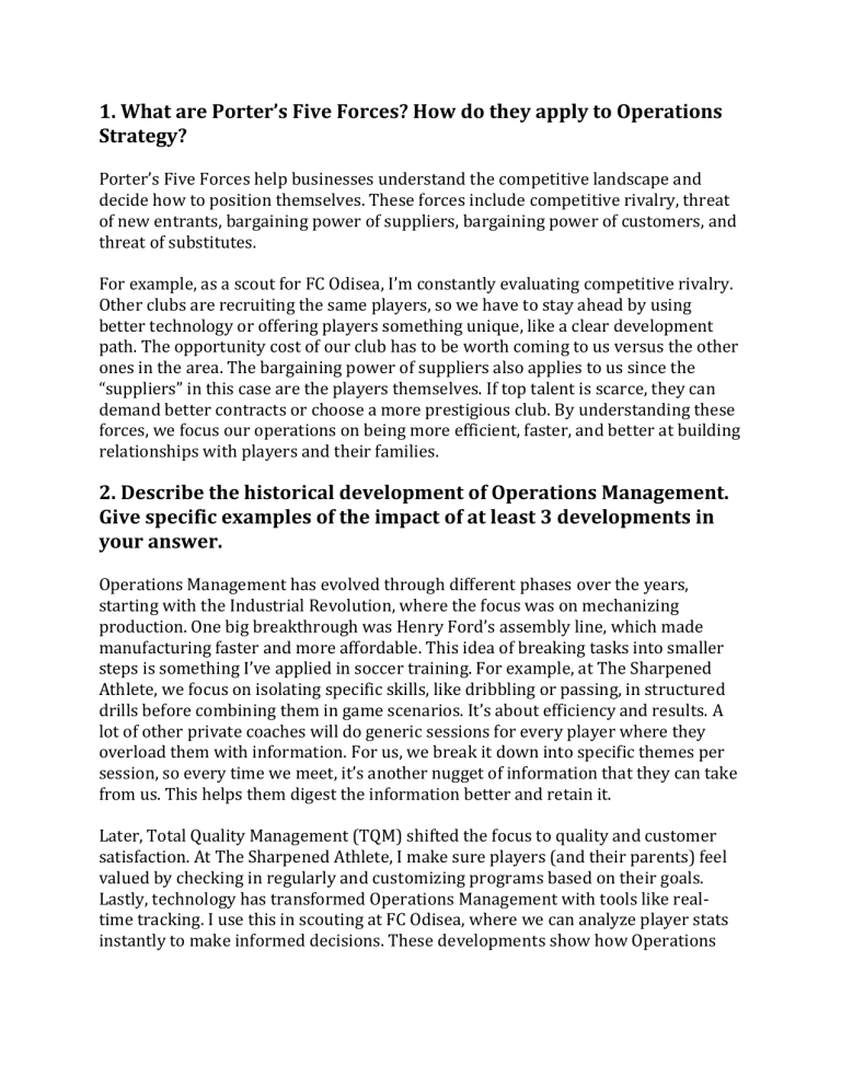 Operations Management: Porter's 5 Forces & Strategy