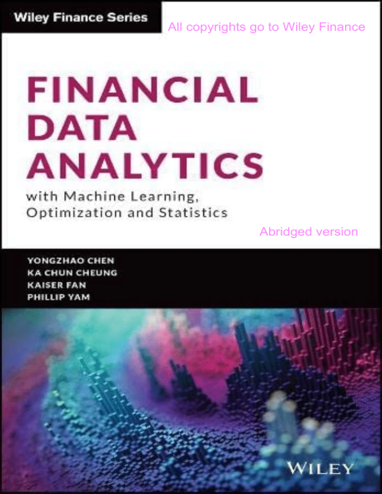Financial Data Analytics: Multivariate Normal Distribution & Statistics