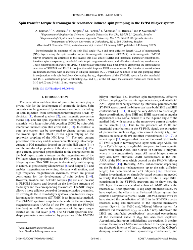 Spin Transfer Torque FMR & Spin Pumping in Fe/Pd Bilayers
