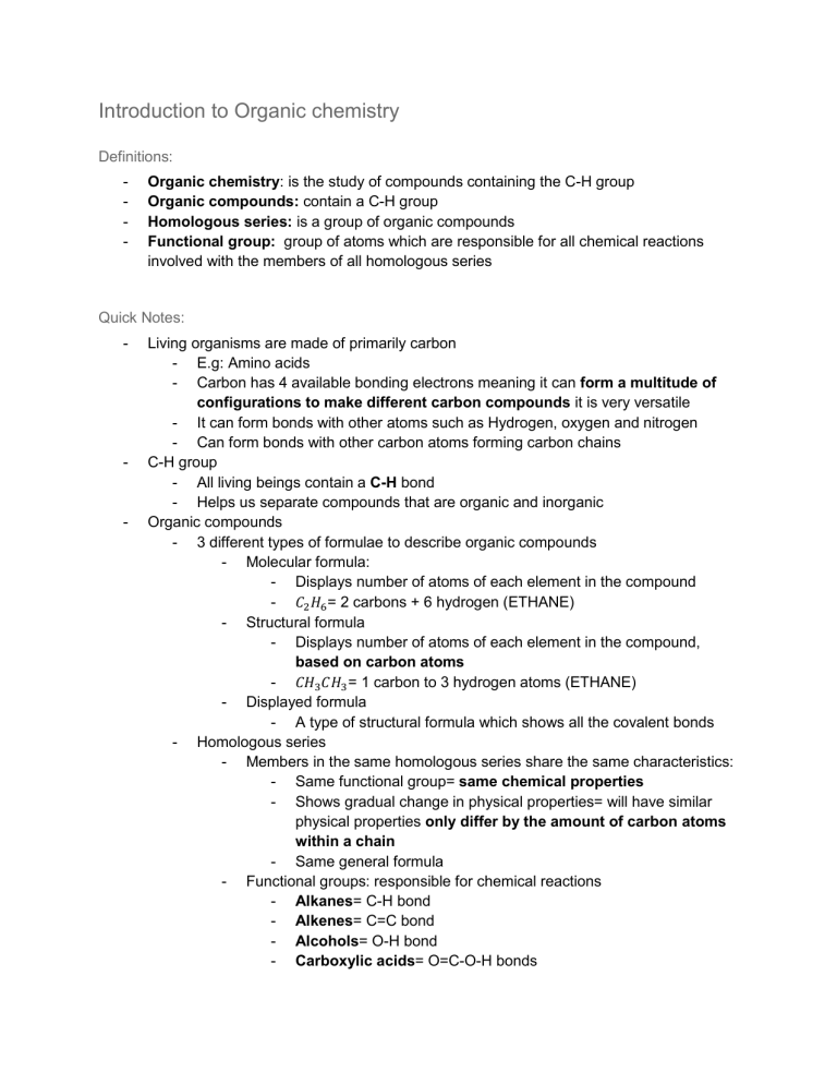 Organic Chemistry: Introduction & Key Concepts