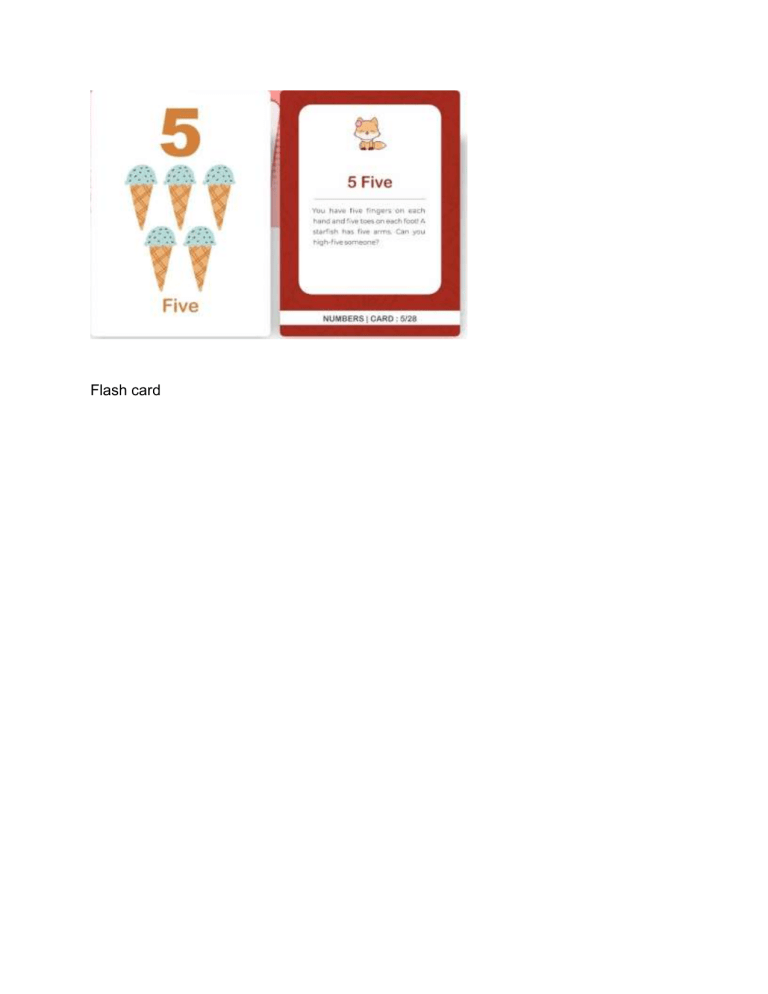 Number 5 Flash Card for Early Learning & Counting