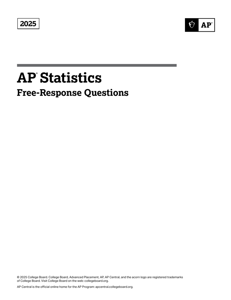 AP Statistics 2025 Free-Response Questions
