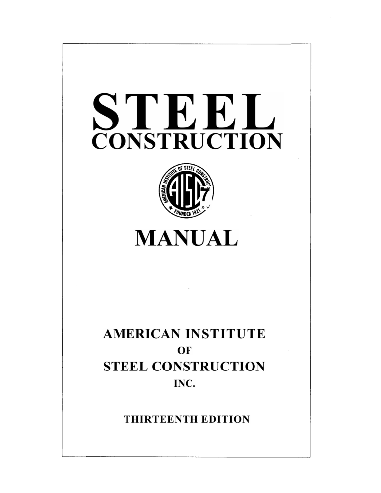 Steel Construction Manual: 13th Edition - AISC