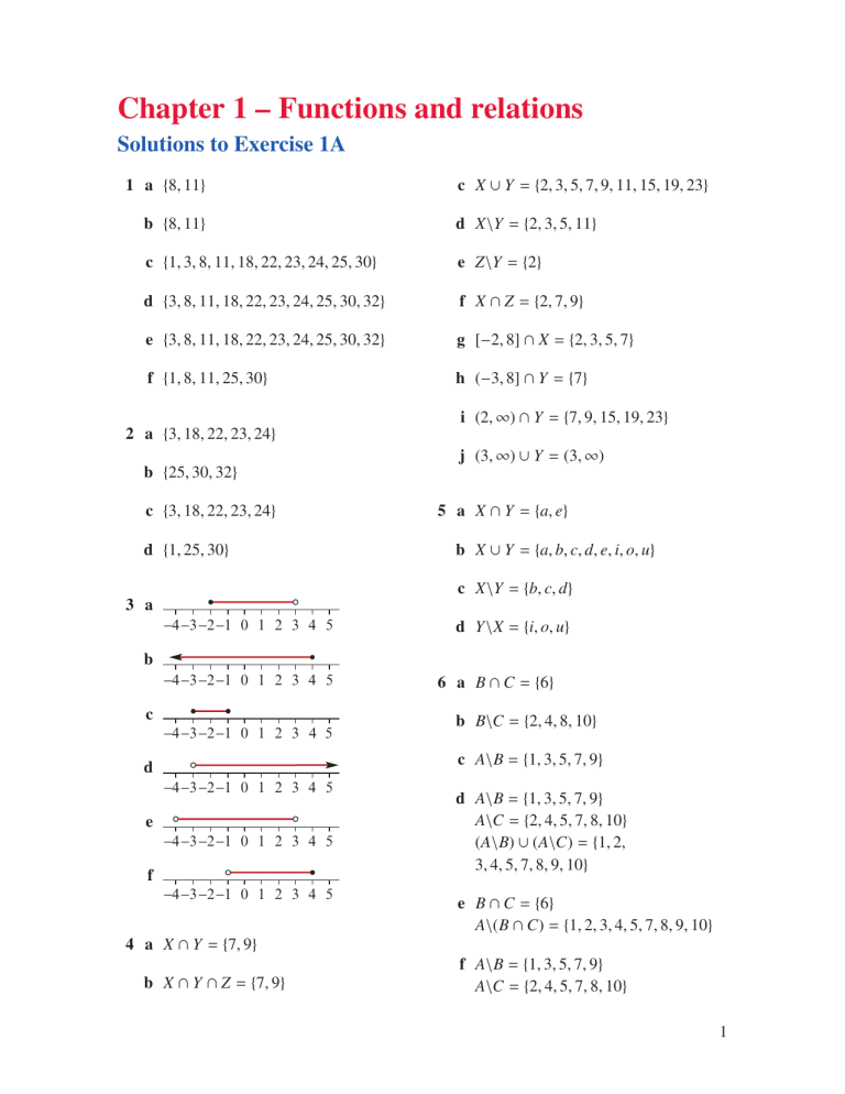 Chapter 1 - Functions and Relations - solutions