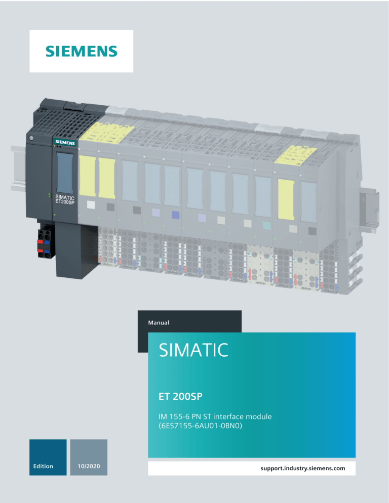 Siemens SIMATIC ET 200SP IM 155-6 PN ST Interface Module Manual
