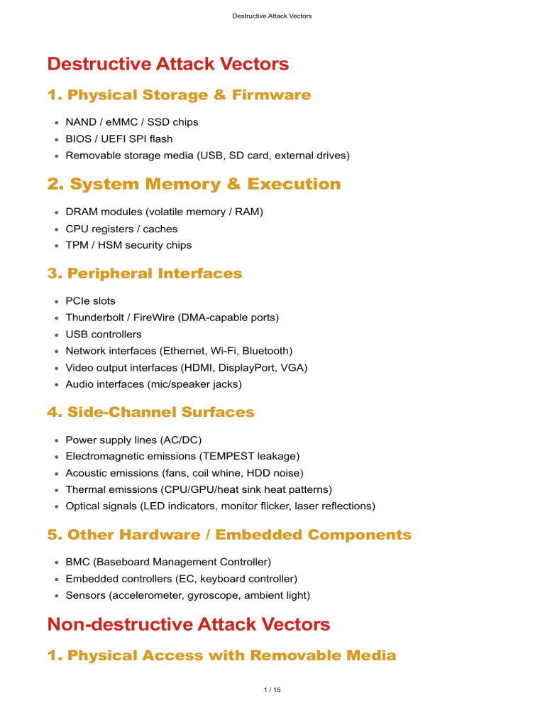 Hardware Attack Vectors: Destructive & Non-Destructive Methods