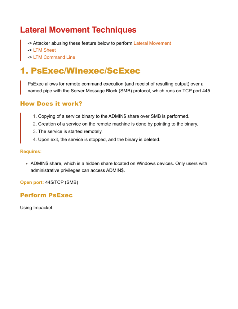 Lateral Movement Techniques: PsExec, DCOM, WinRM