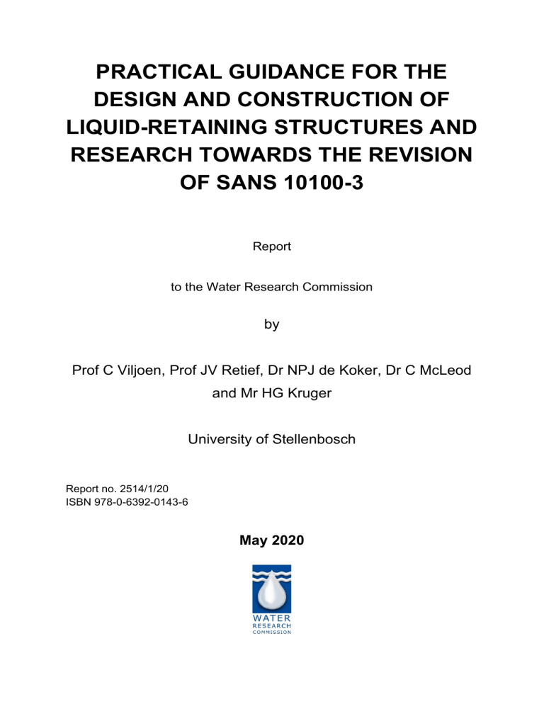 Liquid-Retaining Structures Design & Construction Guidance | SANS 10100 ...