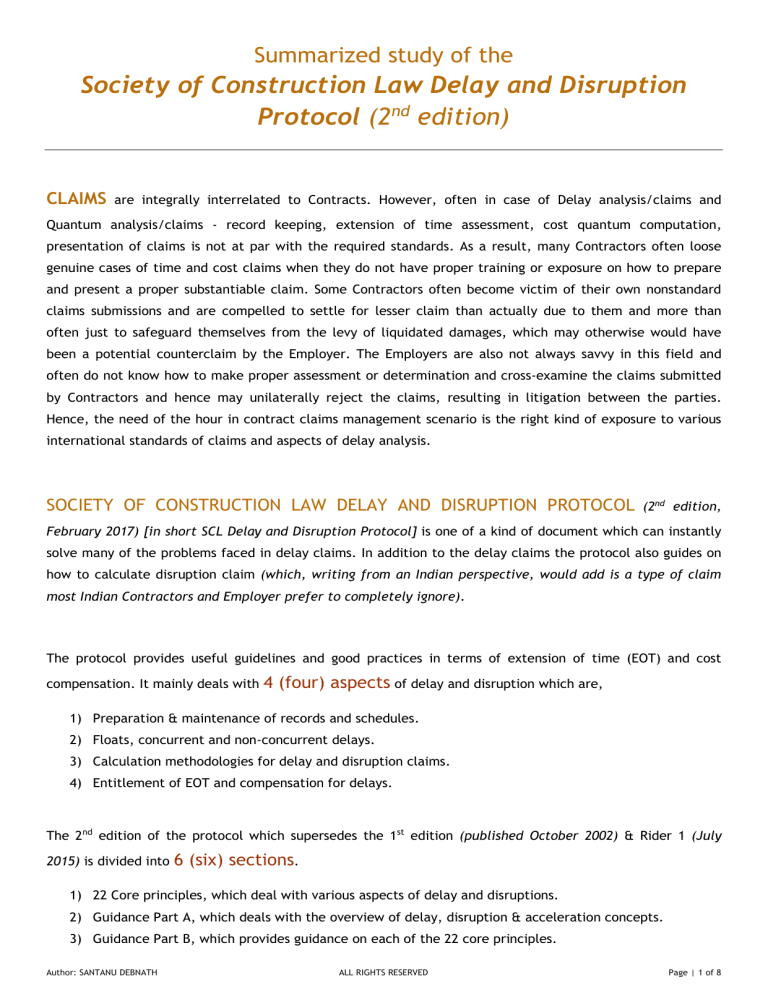 SCL Delay & Disruption Protocol Study Guide