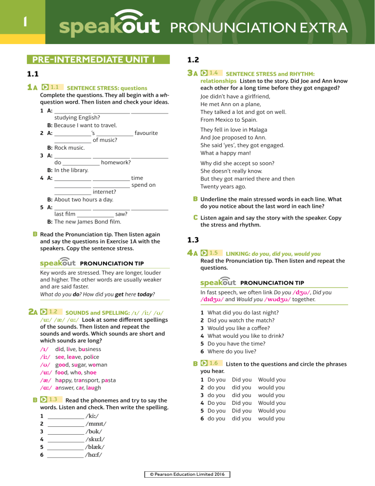 English Pronunciation Extra: Pre-Intermediate Sentence Stress & Sounds