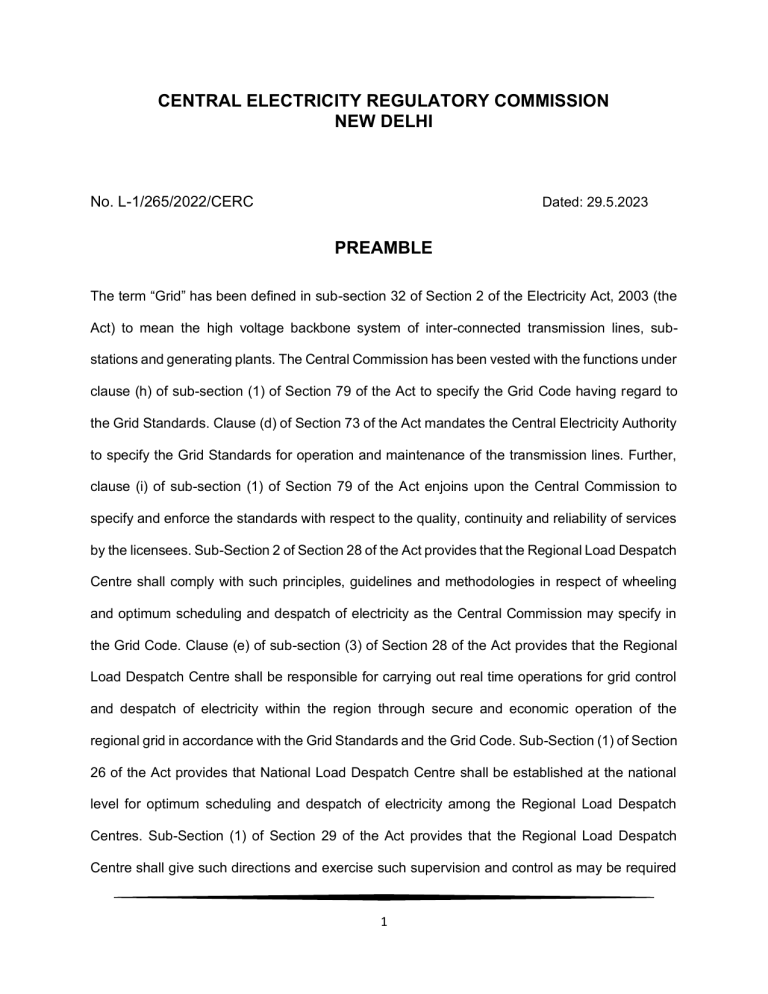 CERC Indian Electricity Grid Code Regulations, 2023